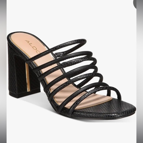 Aldo | Shoes | New Aldo Trelidda Black Snake Print Square Toe Block ...